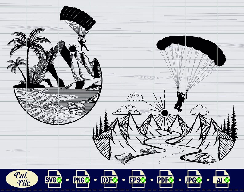 Parachute SVG Sky Diving Svg Paragliding Clipart Parachute - Etsy