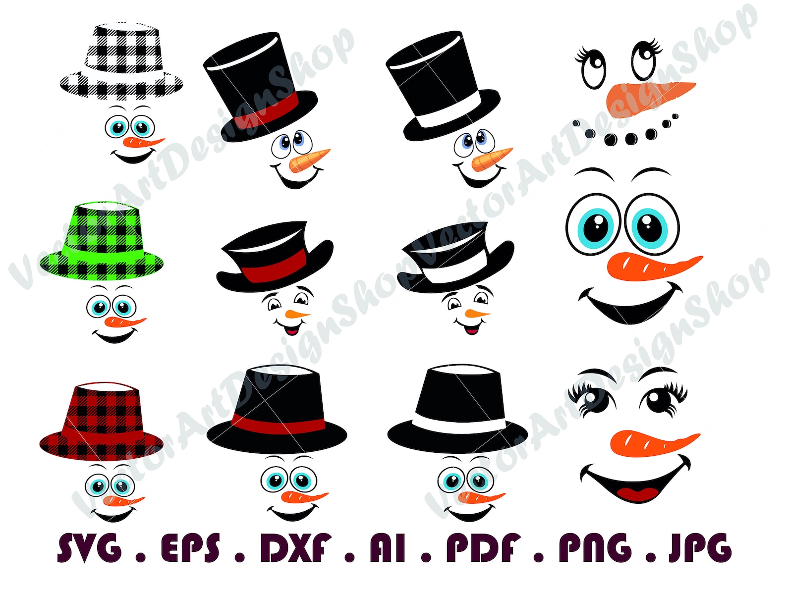 Snowman Svg Bundle 2 Christmas Snowman Svgsnowman Face - Etsy