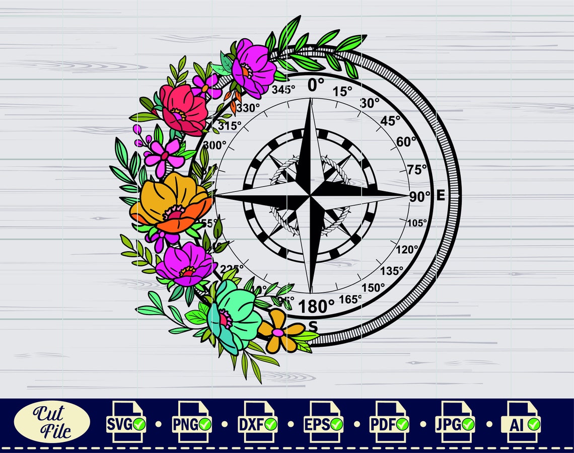 Compass SVG2 Nautical Compass Scenic Compass Files for - Etsy