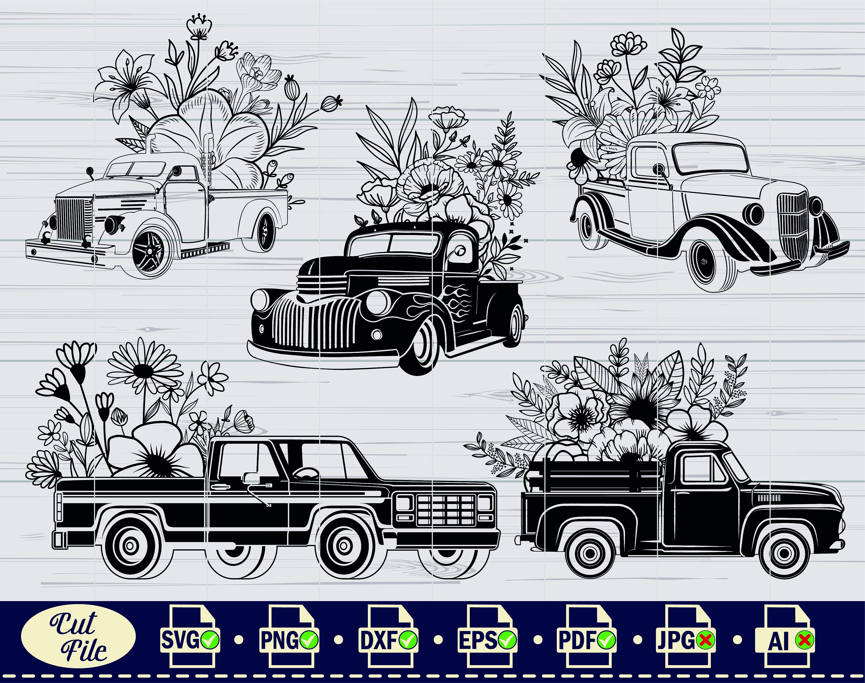 Sunflower Truck SVG2 Spring Truck Svg Truck With Flowers - Etsy Canada