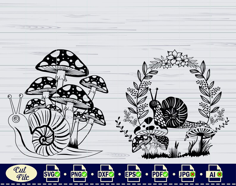 Snail SVG Slugs Clipart Garden Snail Svg Mushroom Svg Files - Etsy