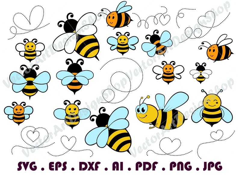 Bee SVG PNG 8 Files for Cutting Machines Digital Clipart - Etsy