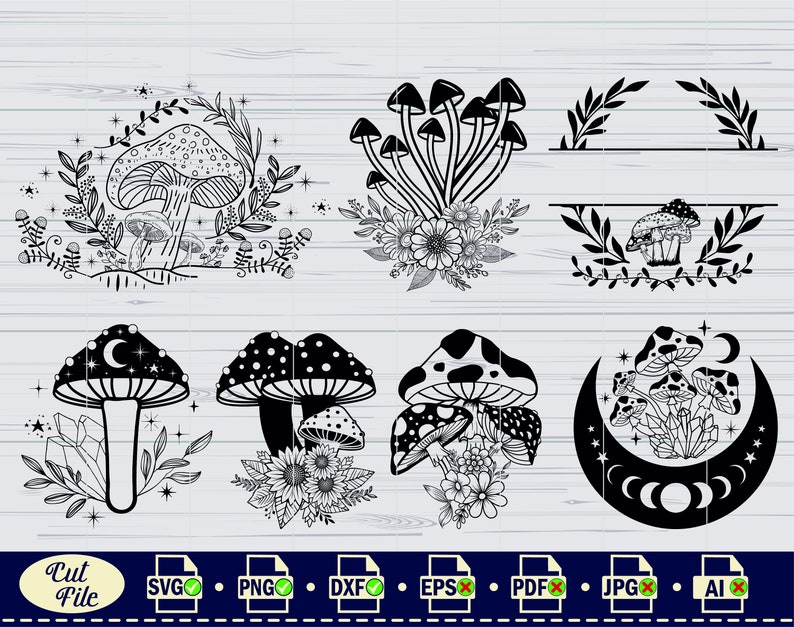 Mushroom Svg Bundle 1 Crystal Mushroom SVG Magic Mushroom - Etsy
