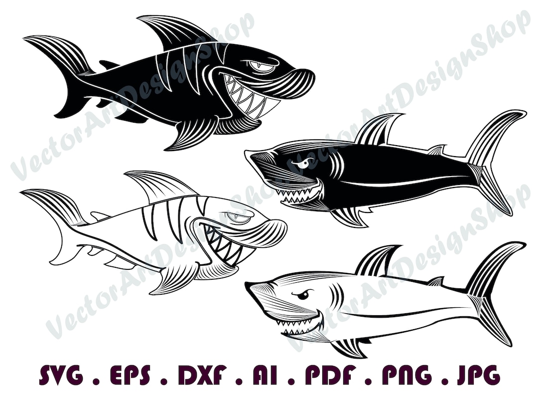 Cute Shark 4 SVG Shark Svg Shark Clipart Shark Files for - Etsy