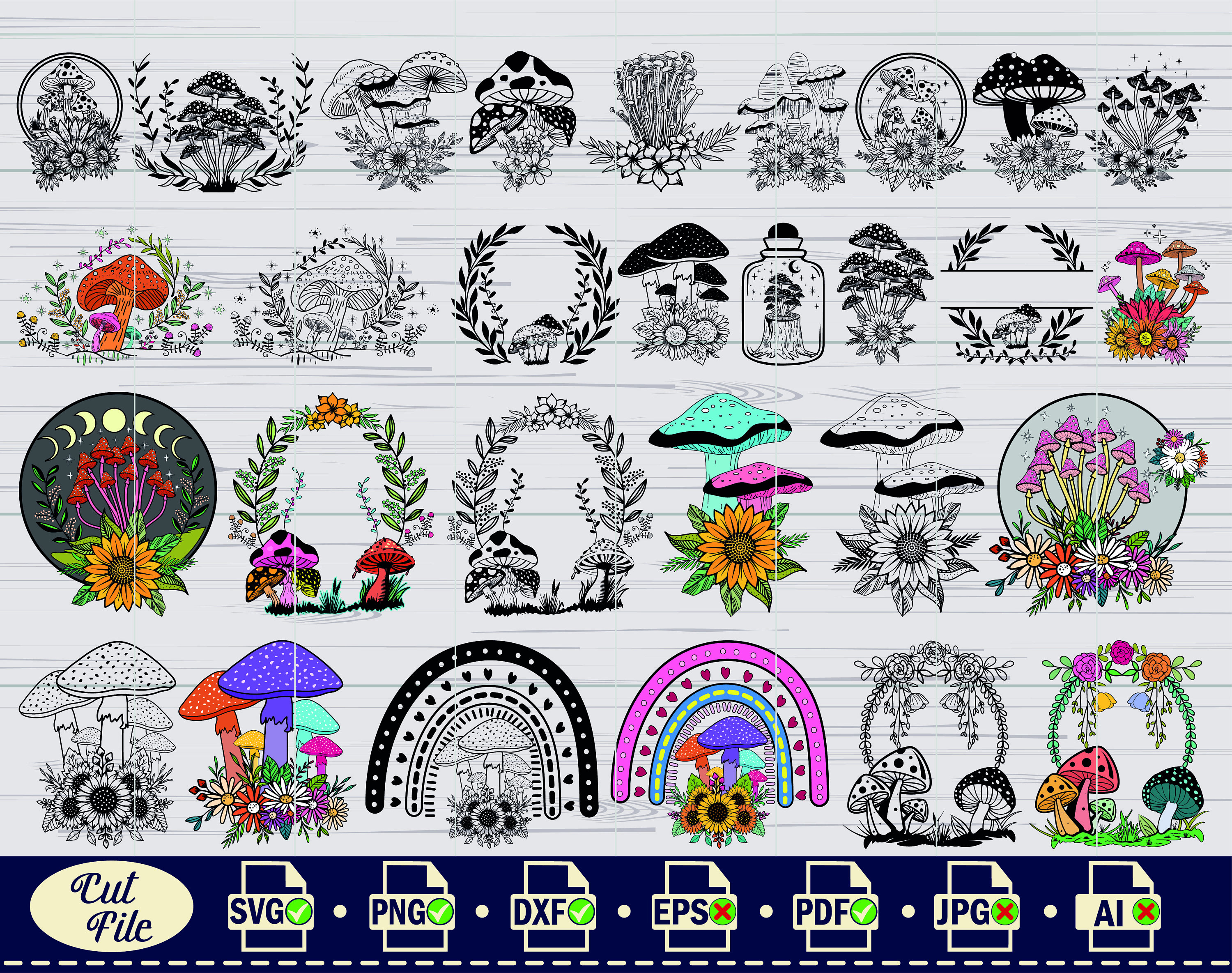 Mushroom SVG 5 Monogram Frame Svg Mushroom Split Monogram - Etsy Canada