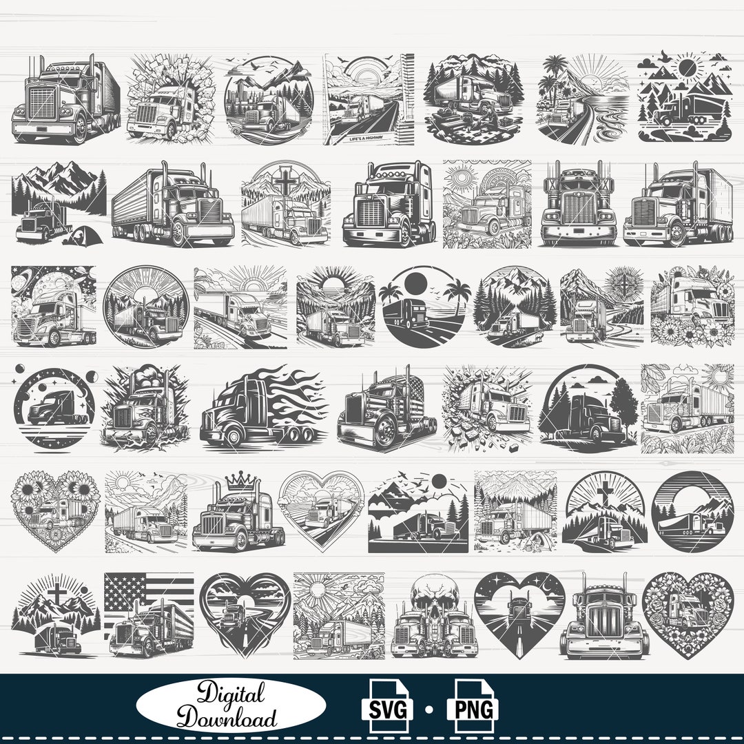 Semi Truck SVG,2, Truck SVG, Trucking Svg, 18 Wheeler, Truck Clipart ...