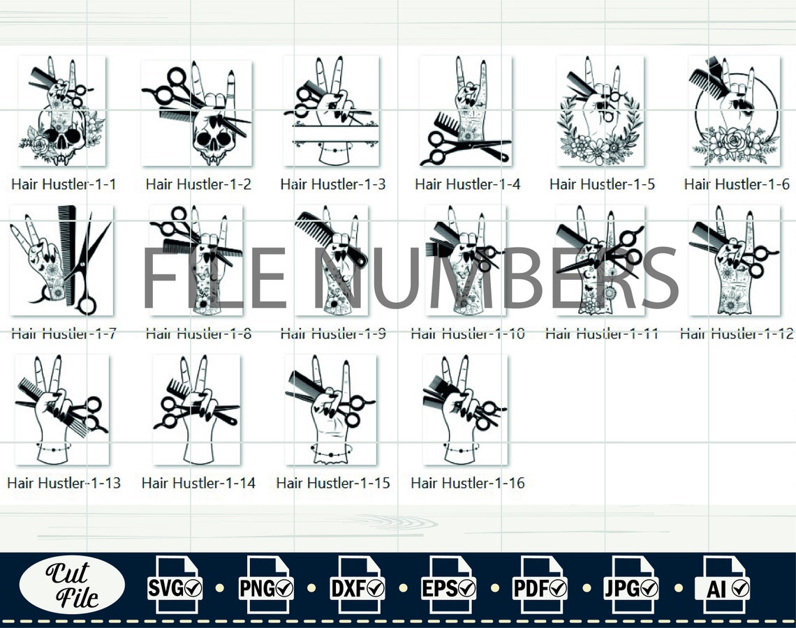 Hair Stylist Hand SVG Bundle: Barbershop Hair Salon Graphics (digital ...