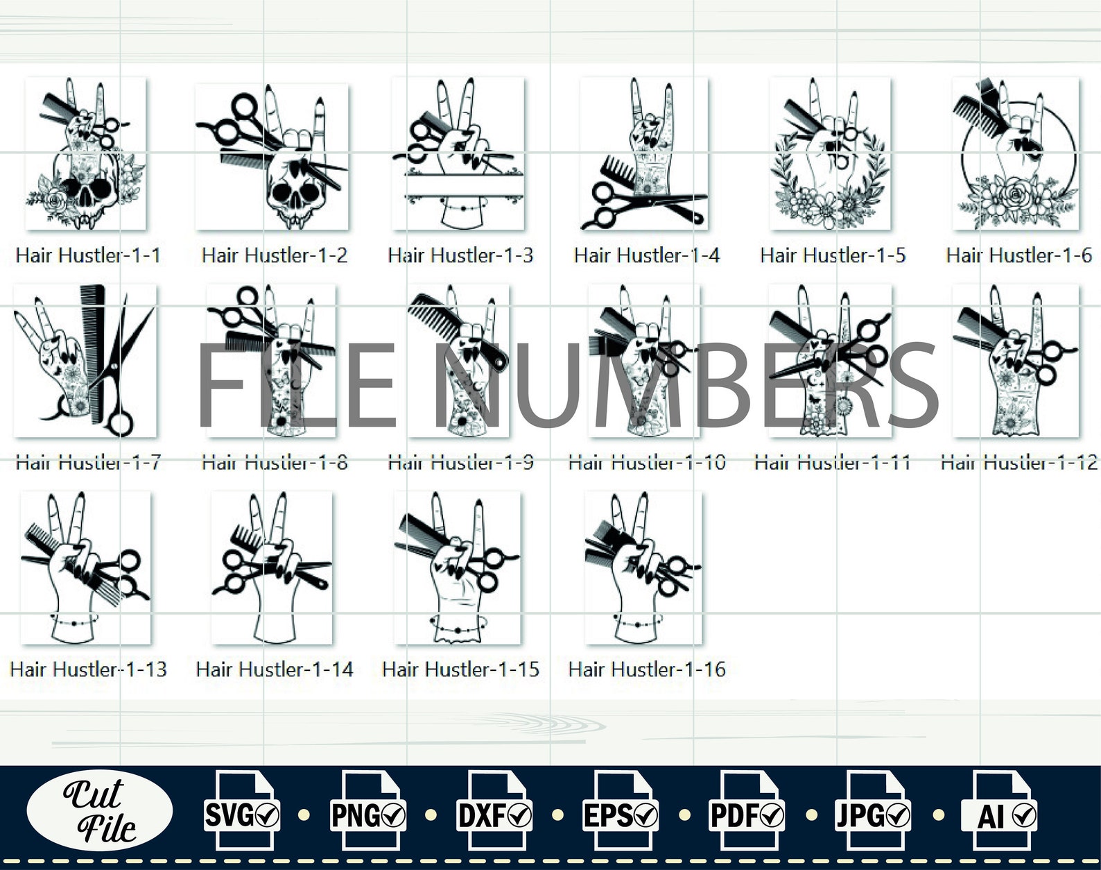 Hair Stylist Hand SVG Bundle: Barbershop Hair Salon Graphics (digital ...