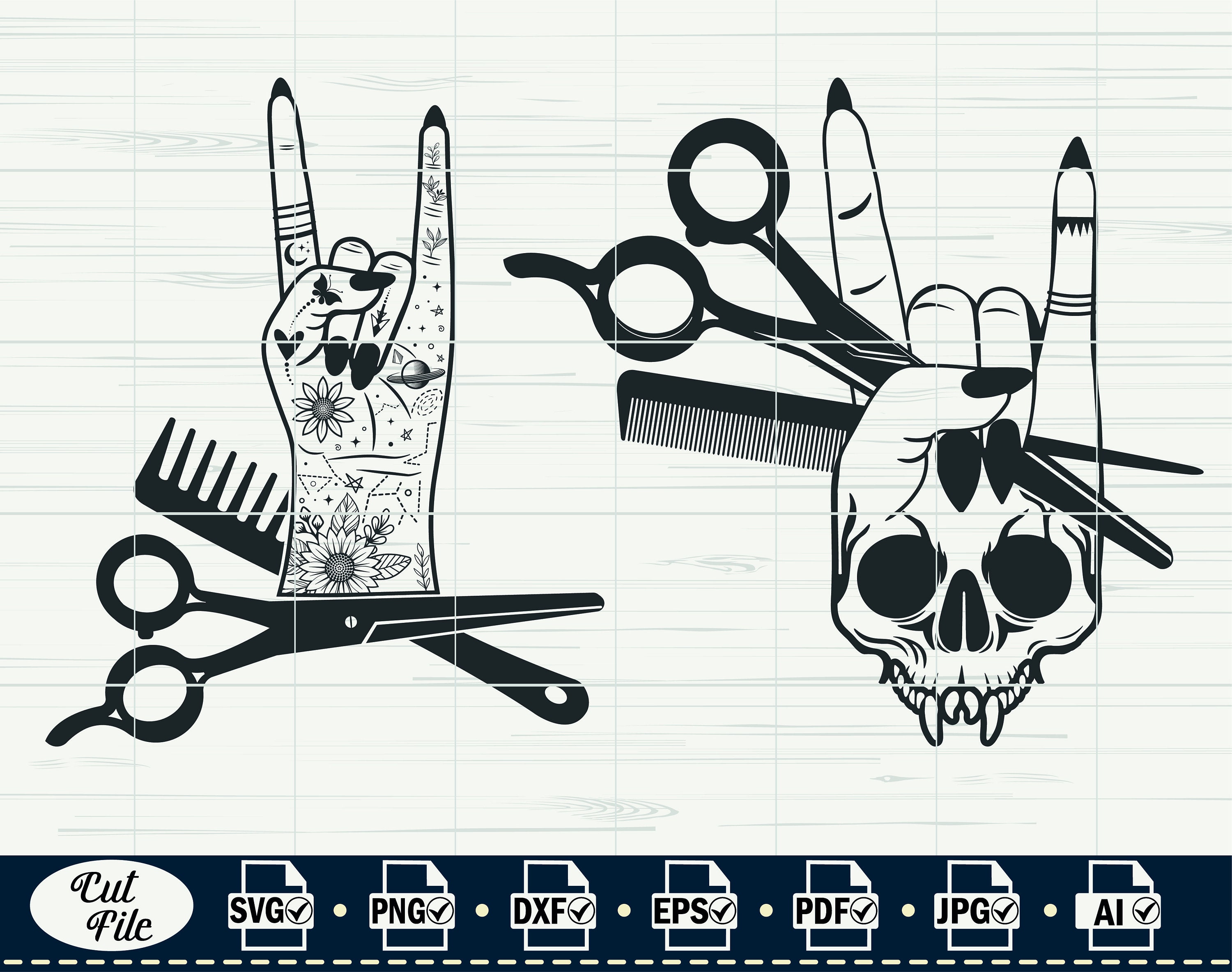 Hair Stylist Hand SVG Bundle: Barbershop Hair Salon Graphics (digital ...