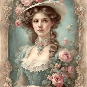 Picturesque 5 Digital Papers Beautiful Ladies, Vintage, Victorian - Etsy