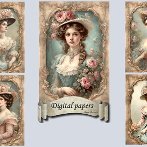 Picturesque 5 Digital Papers Beautiful Ladies, Vintage, Victorian - Etsy