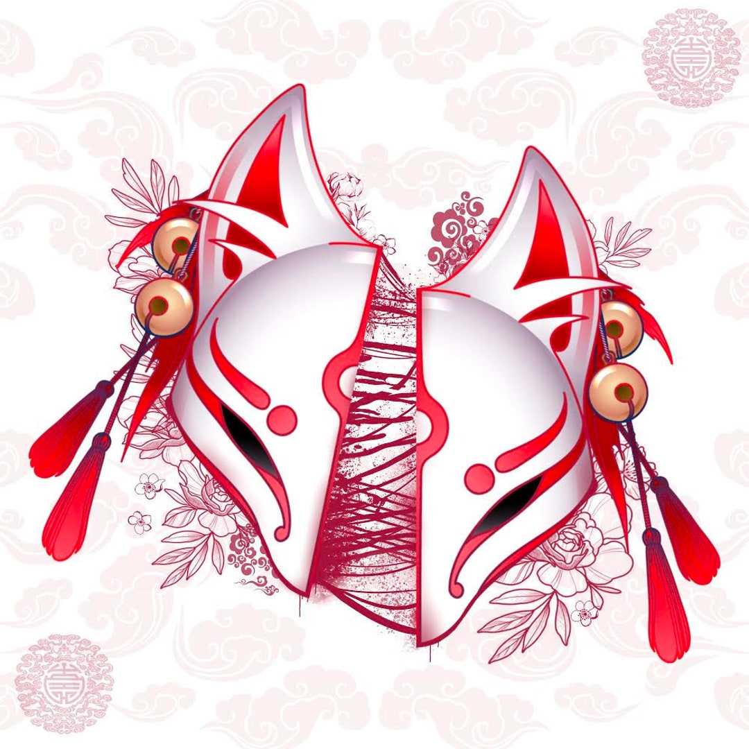 Corrupted Kitsune | Keeper of Kitsune | Yokai | Kitsune Mask | Print - Etsy