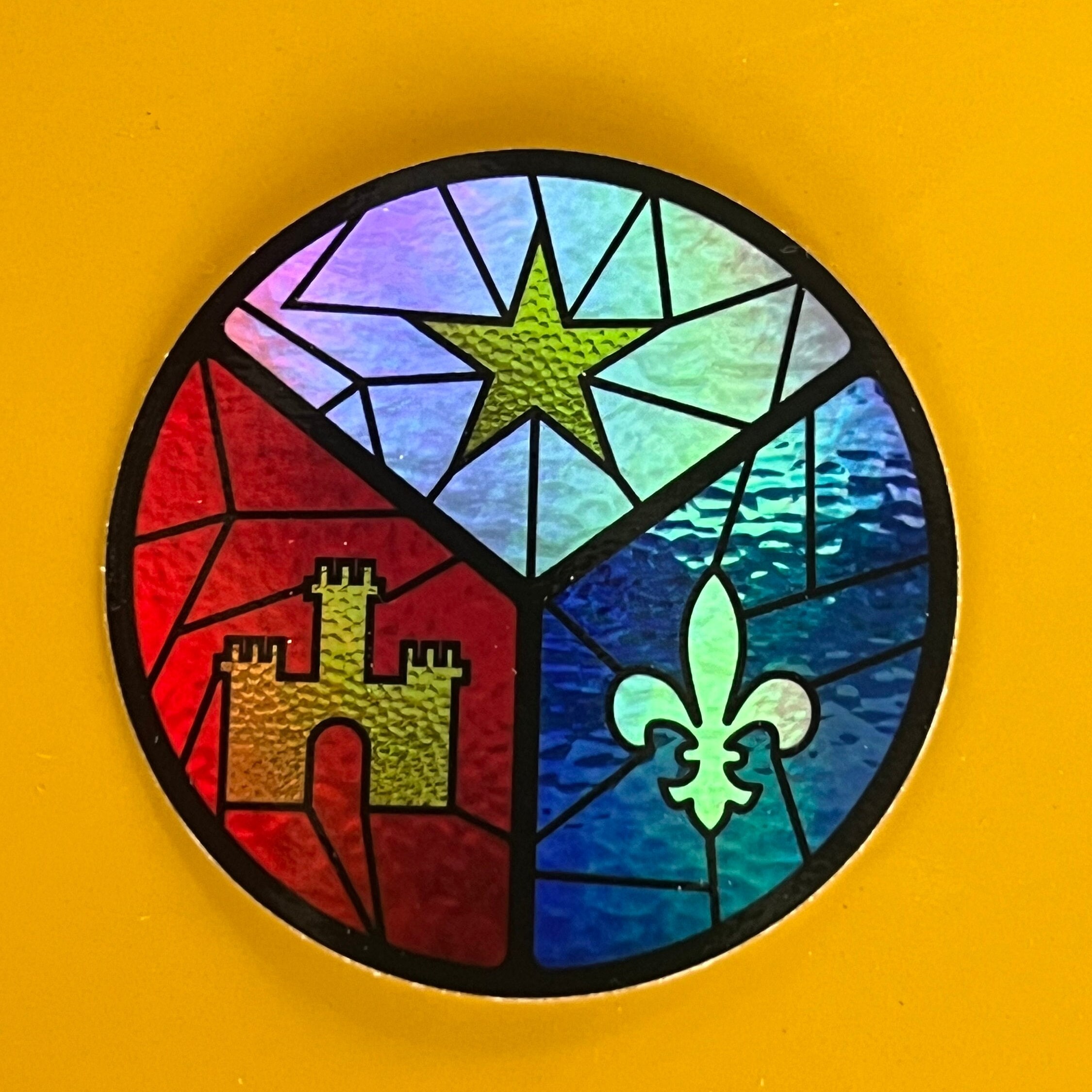 Acadian Stained Glass Company Holographic Sticker - Acadian Flag 3 ...