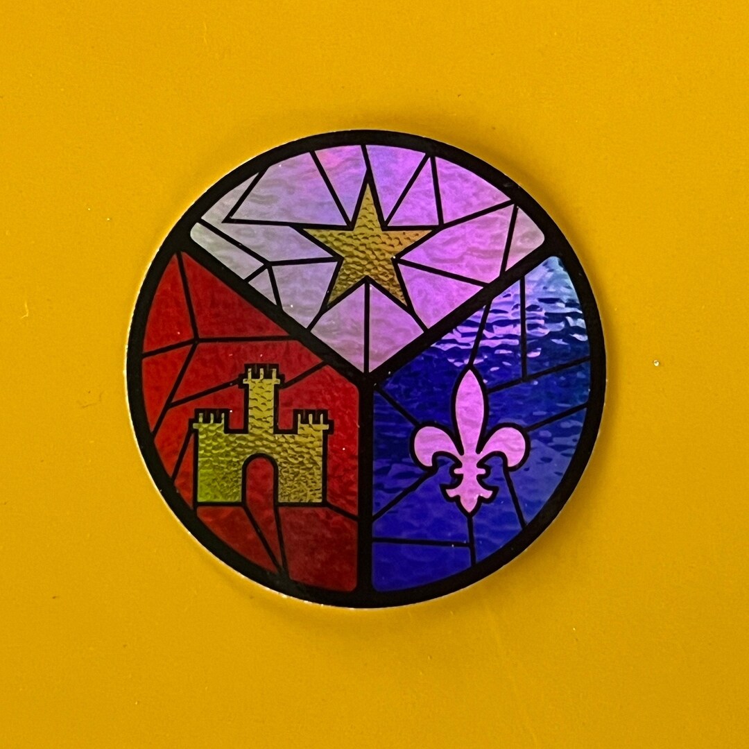 Acadian Stained Glass Company Holographic Sticker - Acadian Flag 3 ...