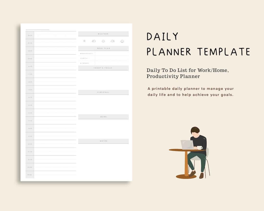 Minimalist Daily Planner Printable, Daily to Do List for Work/home ...