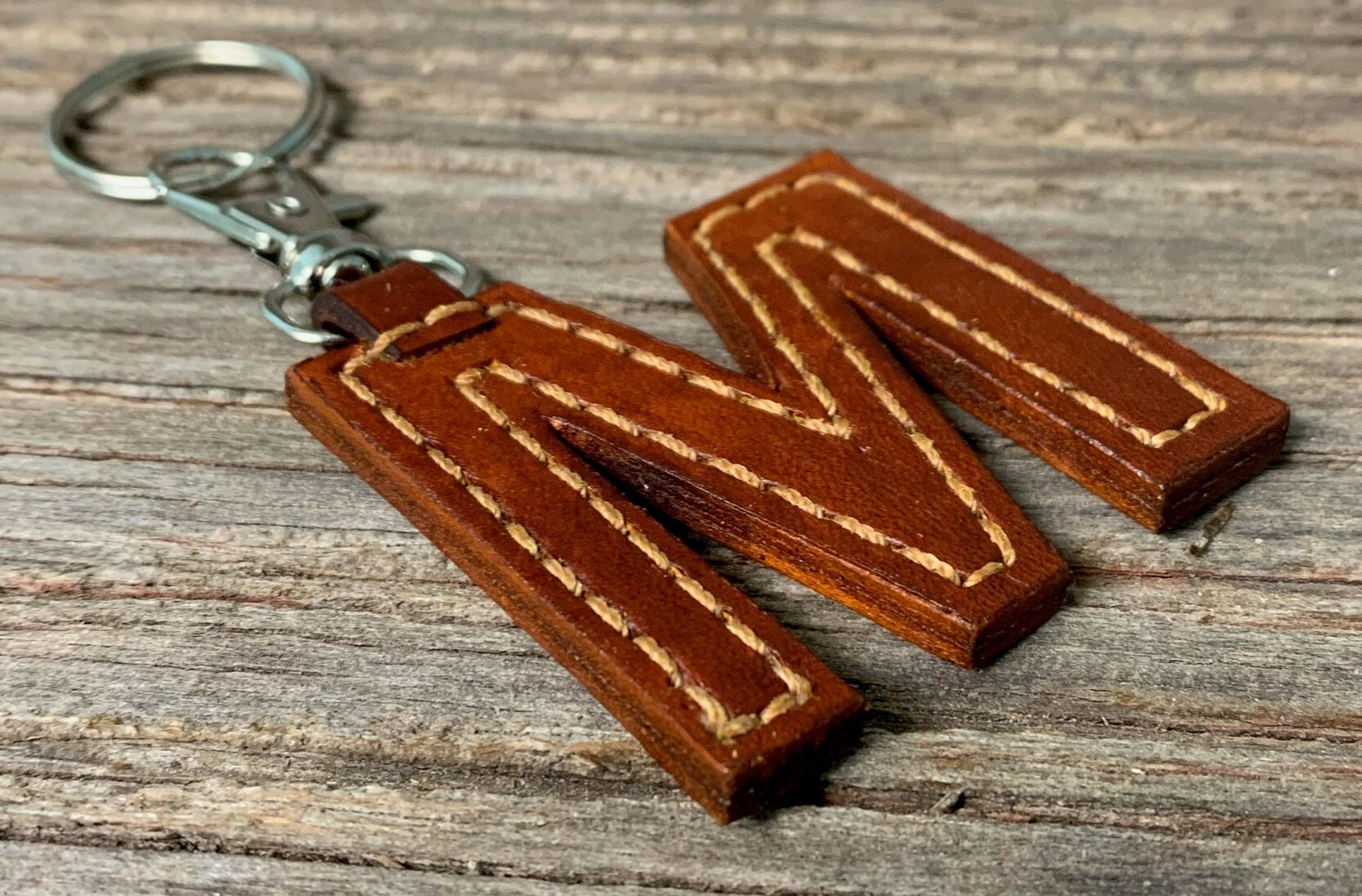 Personalized Leather Initial Key Ring - Etsy