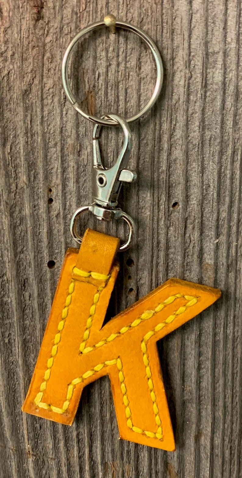 Personalized Leather Initial Key Ring - Etsy
