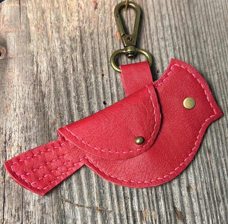 Leather Cardinal Pouch/coin Purse/purse Charm - Etsy
