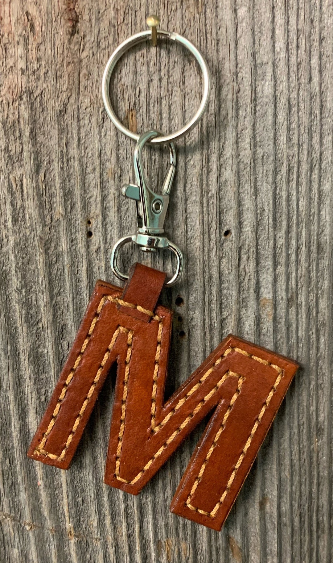 Personalized Leather Initial Key Ring - Etsy