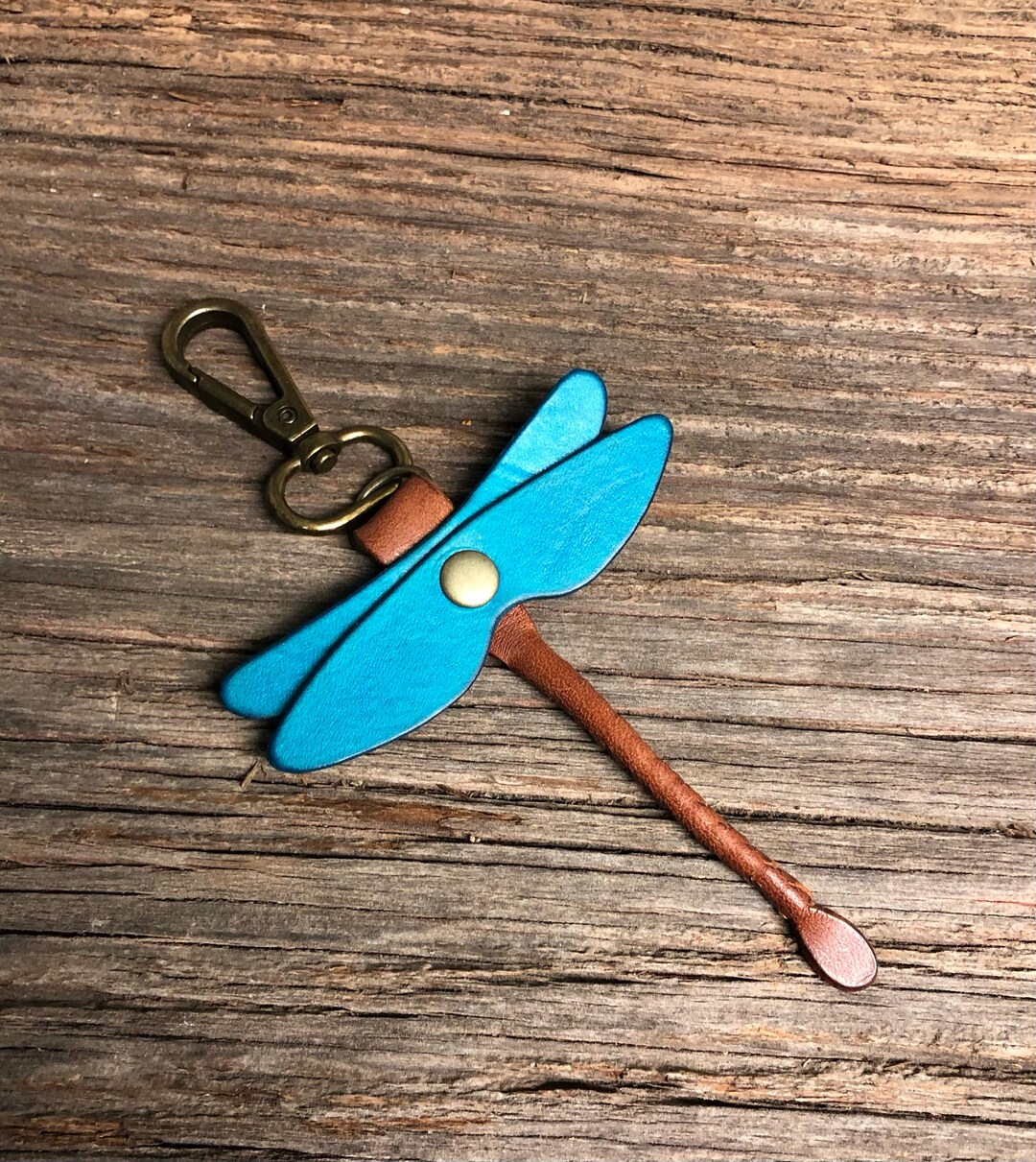 Leather Dragonfly Key Ring - Etsy