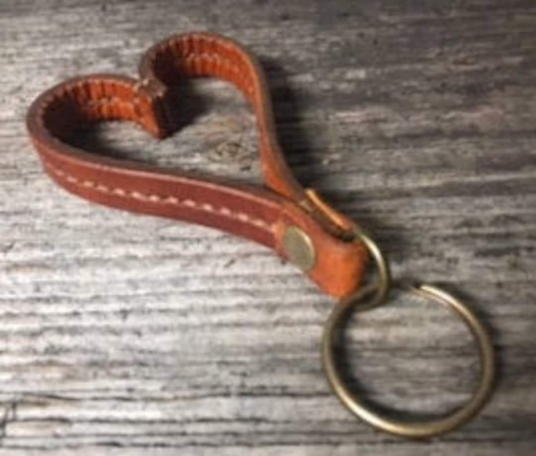 Leather Heart Shaped Key Ring - Etsy