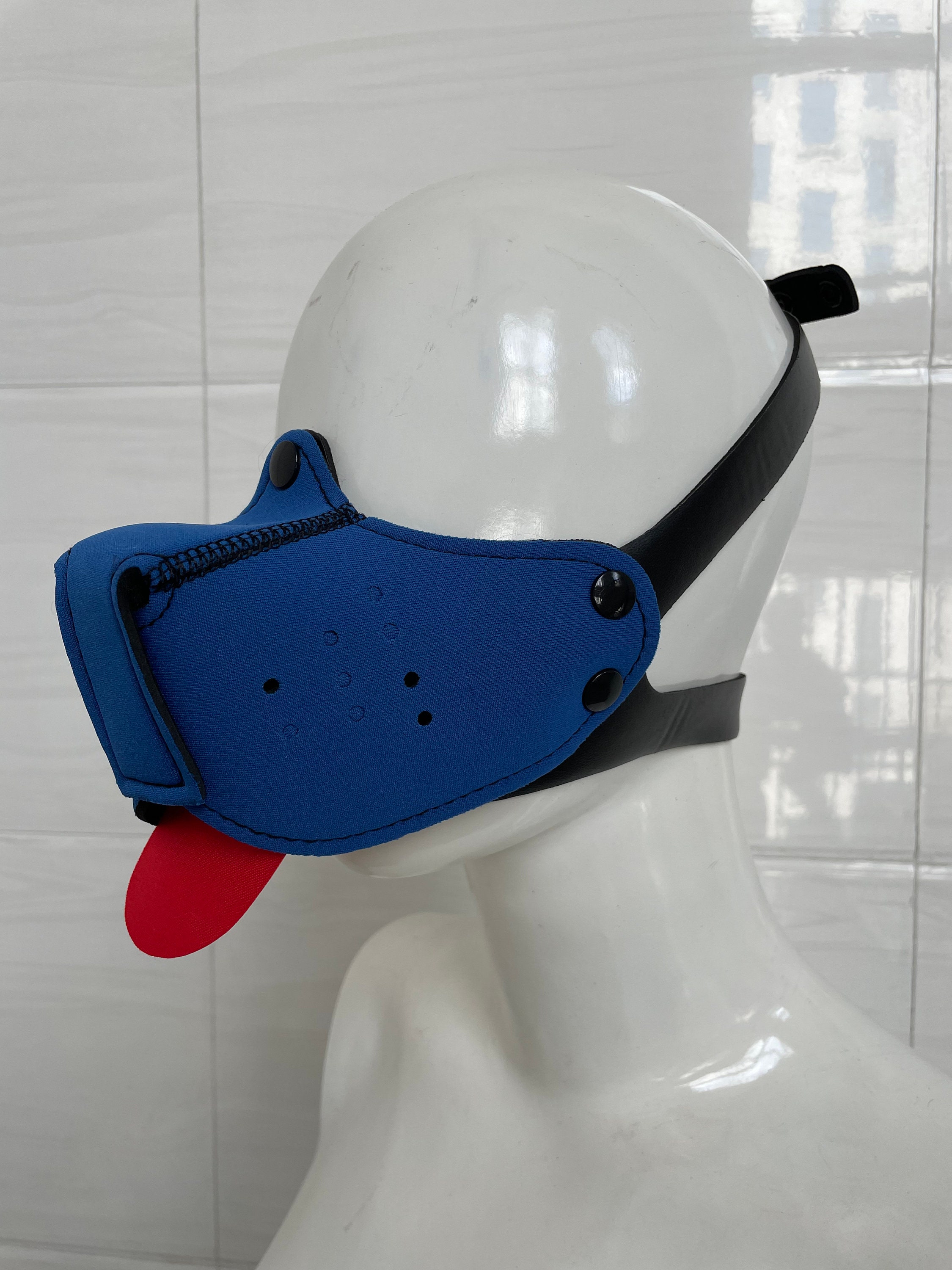 Leather Puppy Hood Pup Neoprene Mask Puppy Hood Crossplay Mask Party ...