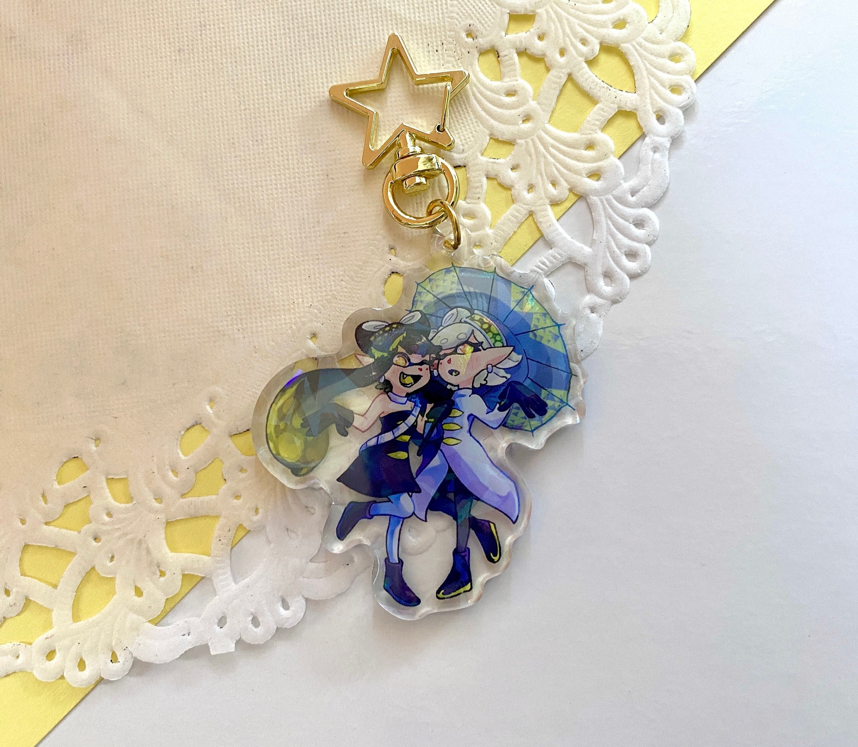 Squid Sisters Holographic Epoxy Acrylic Charm Splatoon 3 - Etsy