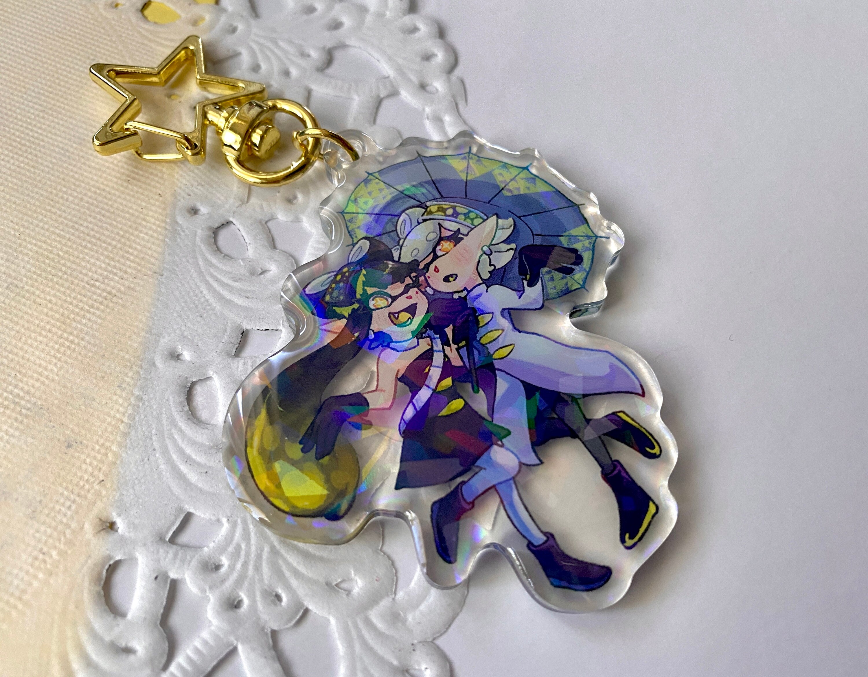 Squid Sisters Holographic Epoxy Acrylic Charm Splatoon 3 - Etsy