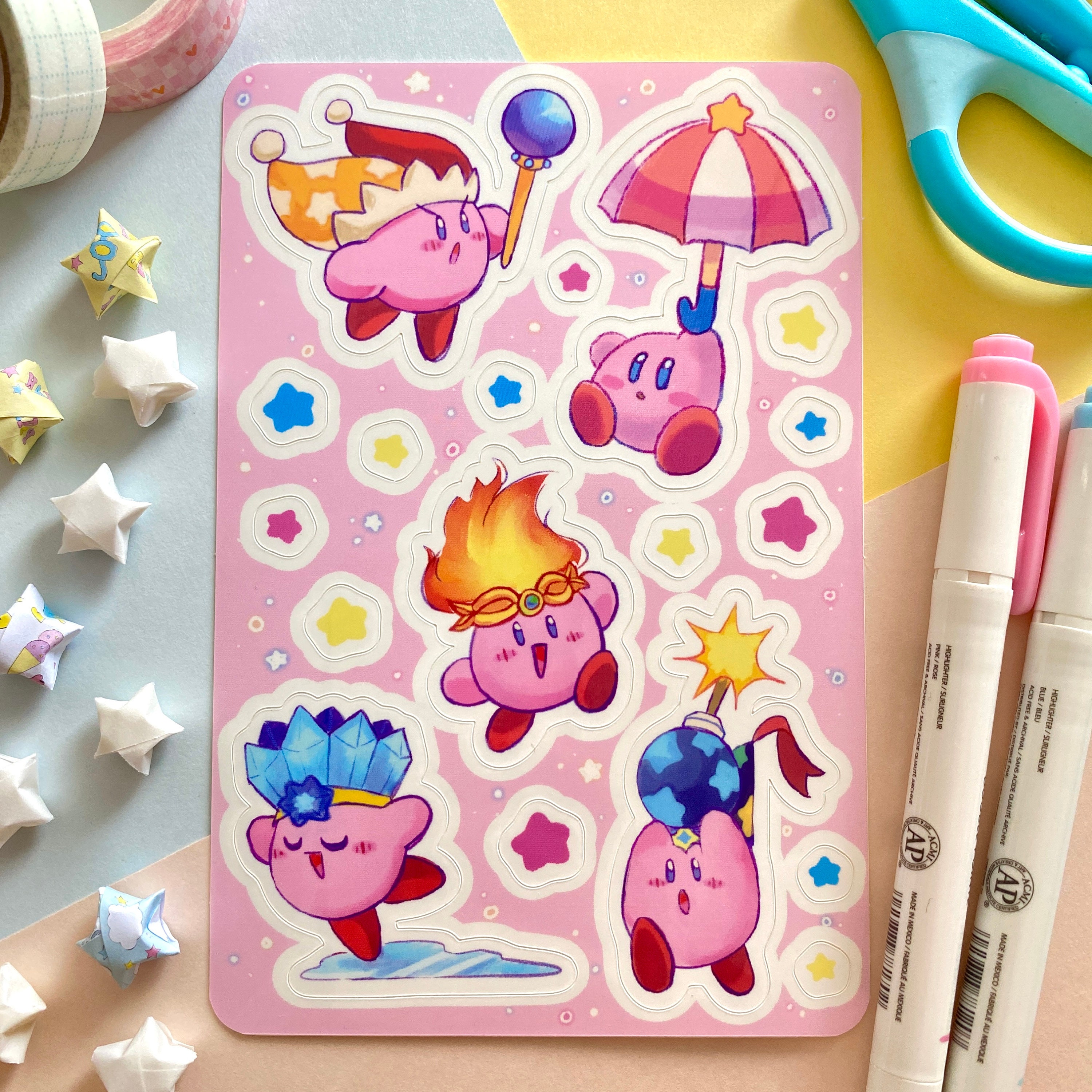 Kirby Power Up Sticker Sheet - Etsy