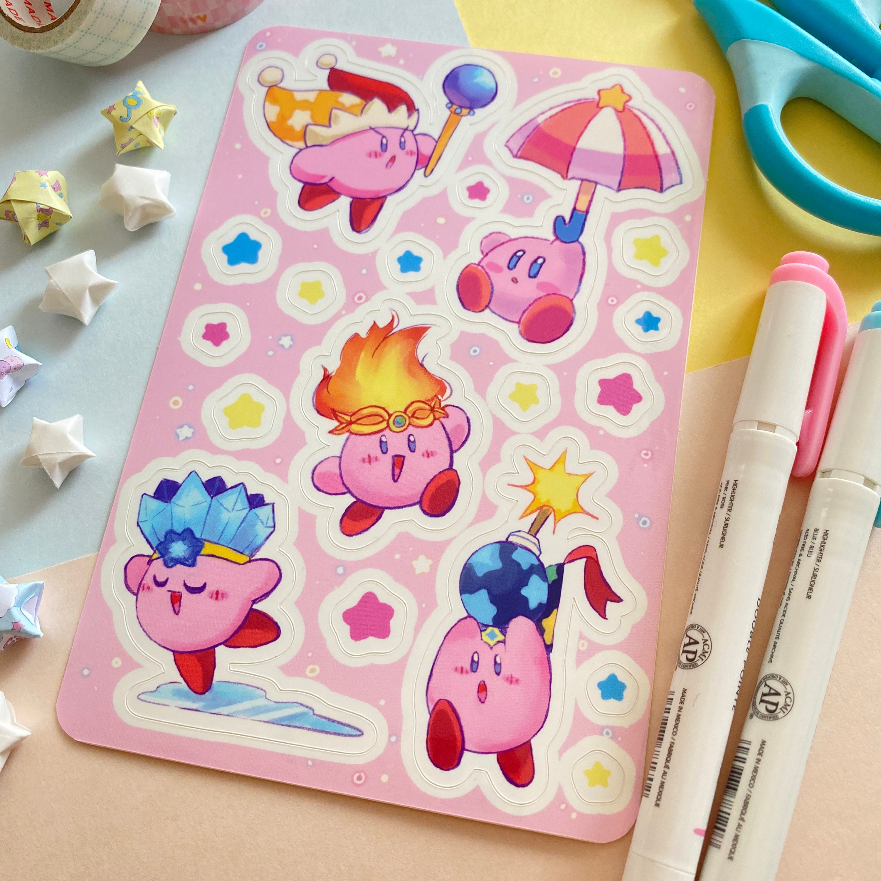 Kirby Power Up Sticker Sheet - Etsy