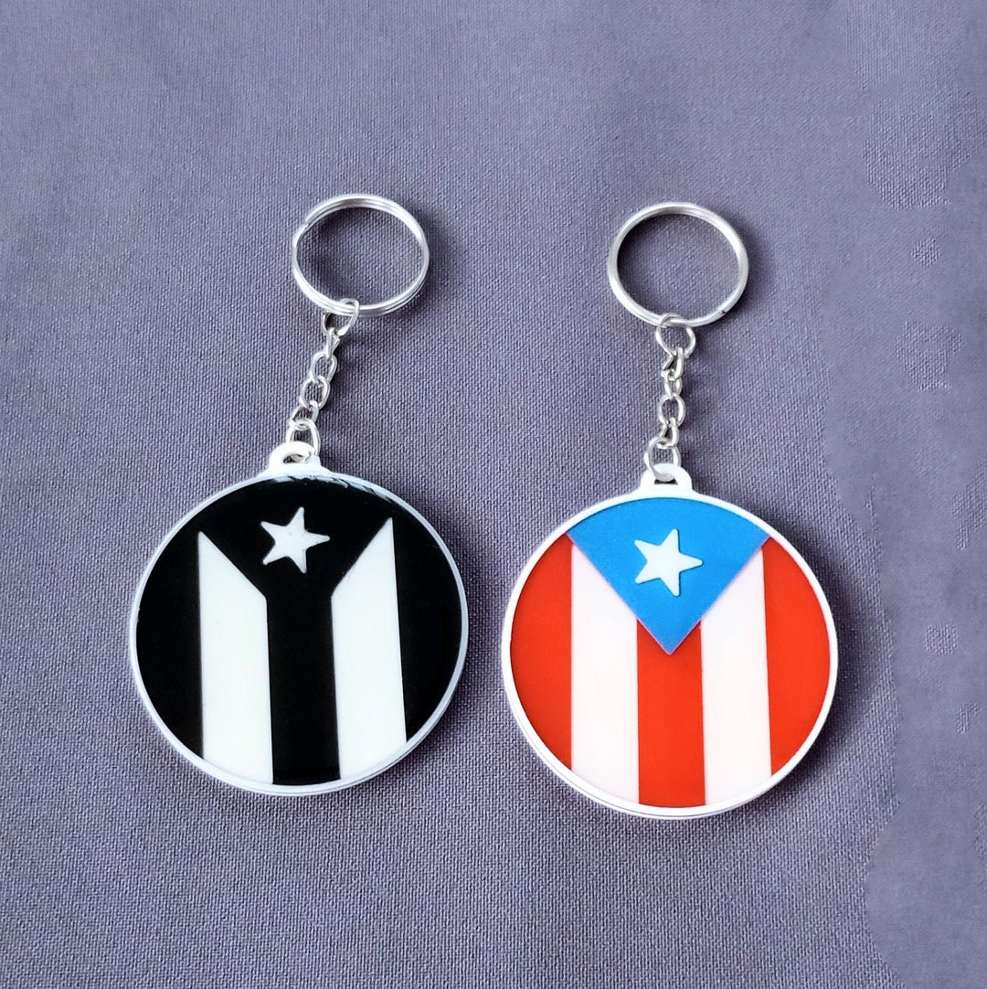 Puerto Rico Flag Keychain - 3D Printed Gift - Color or Black & White ...