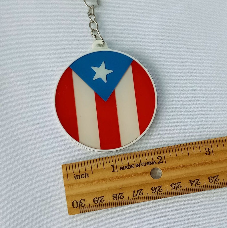 Puerto Rico Flag in Color and Black Keychain for Gift - Etsy