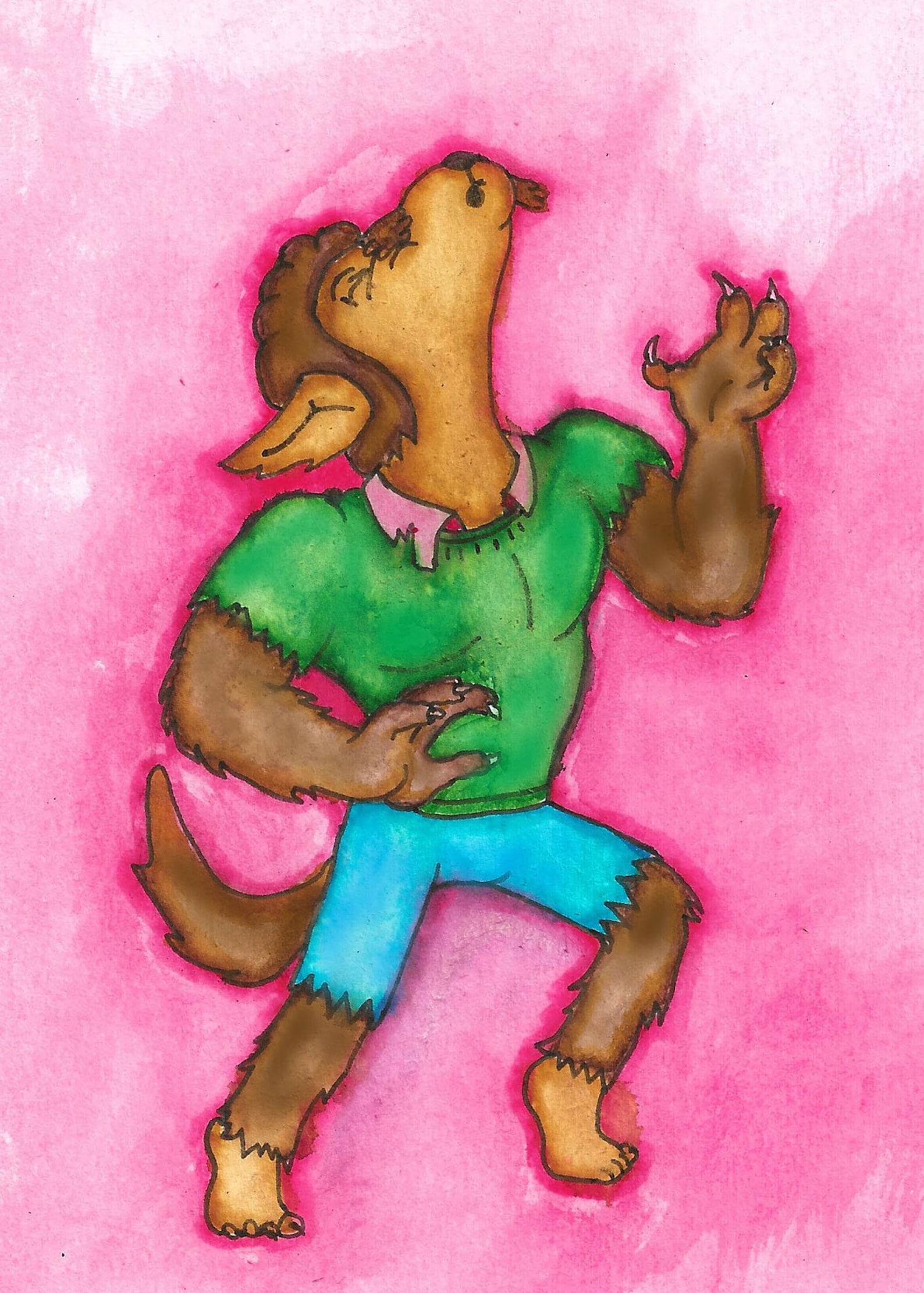 Ned Flanders as a Werewolf Watercolor Print. 5 Inch by 7 Inch. - Etsy