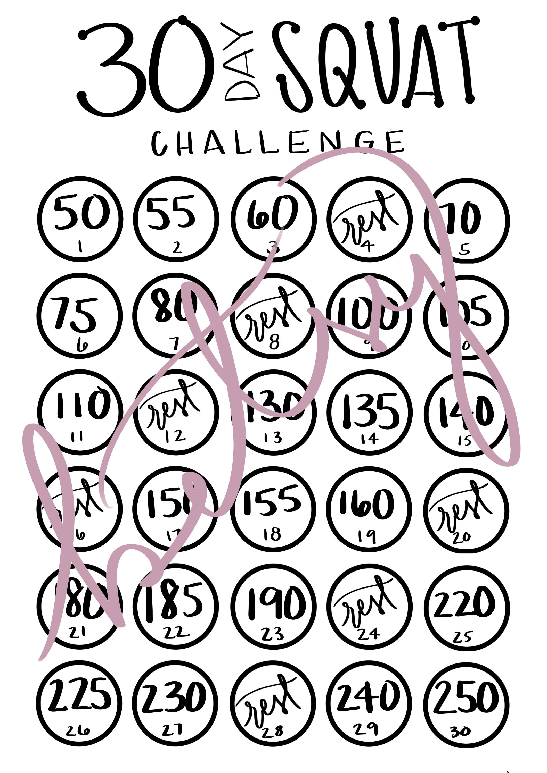 30 Day Squat Challenge Tracker PDF - Etsy