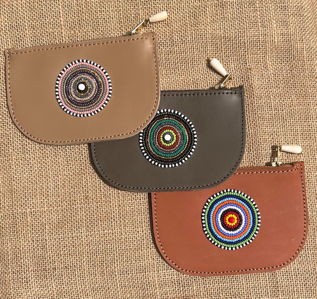 Leather Beaded Coin Purse - Etsy