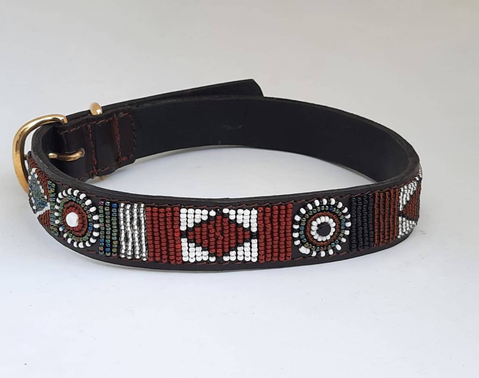Collier de chien en cuir perlé Masaï collier de chien en cuir - Etsy France