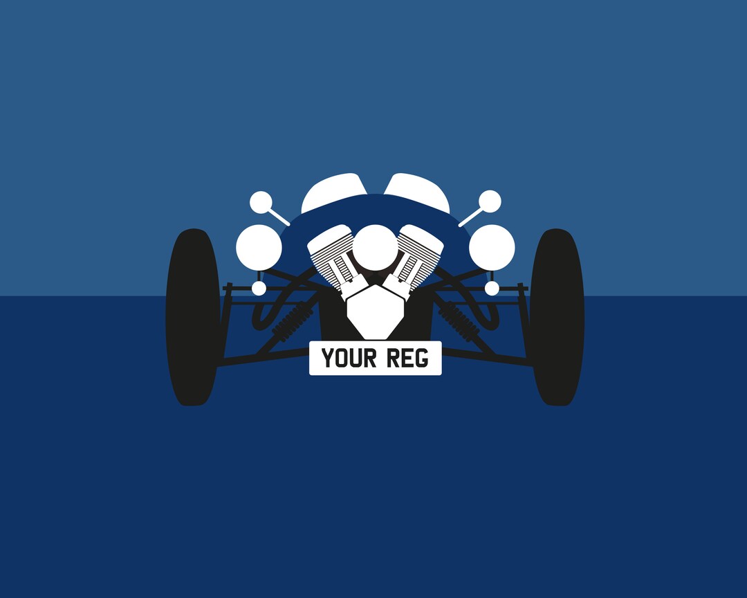 Personalised Morgan Car Poster. Morgan 3 Wheeler in Indigo - Etsy
