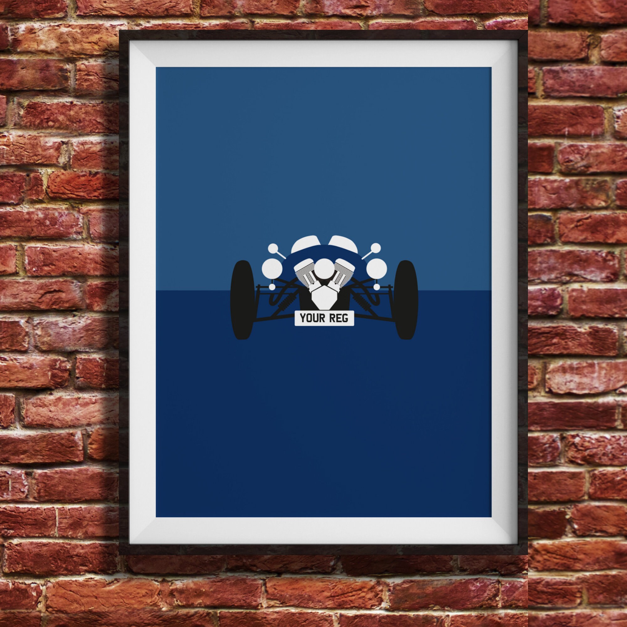 Personalised Morgan Car Poster. Morgan 3 Wheeler in Indigo - Etsy