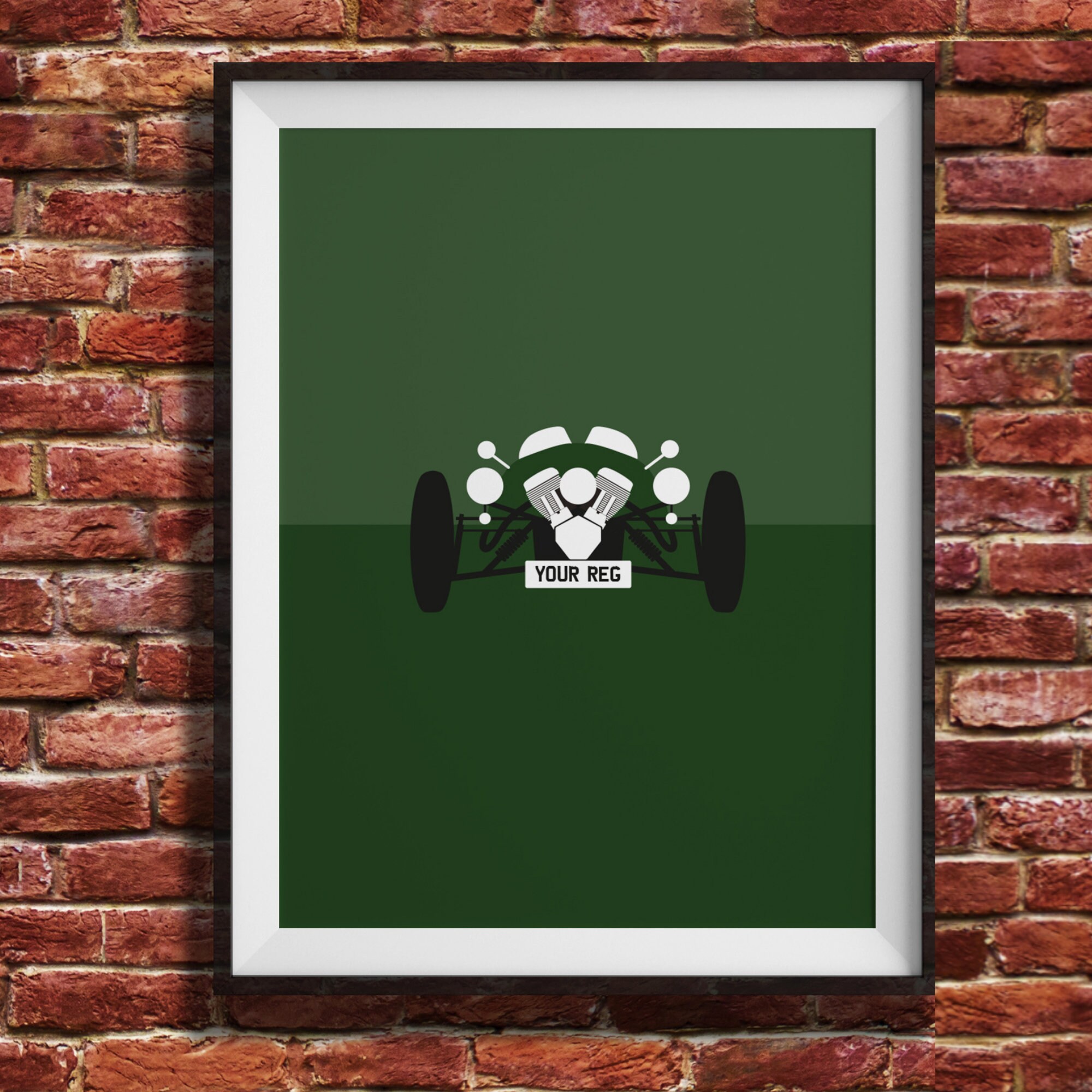 Personalised Morgan Car Poster. Morgan 3 Wheeler in British Racing ...