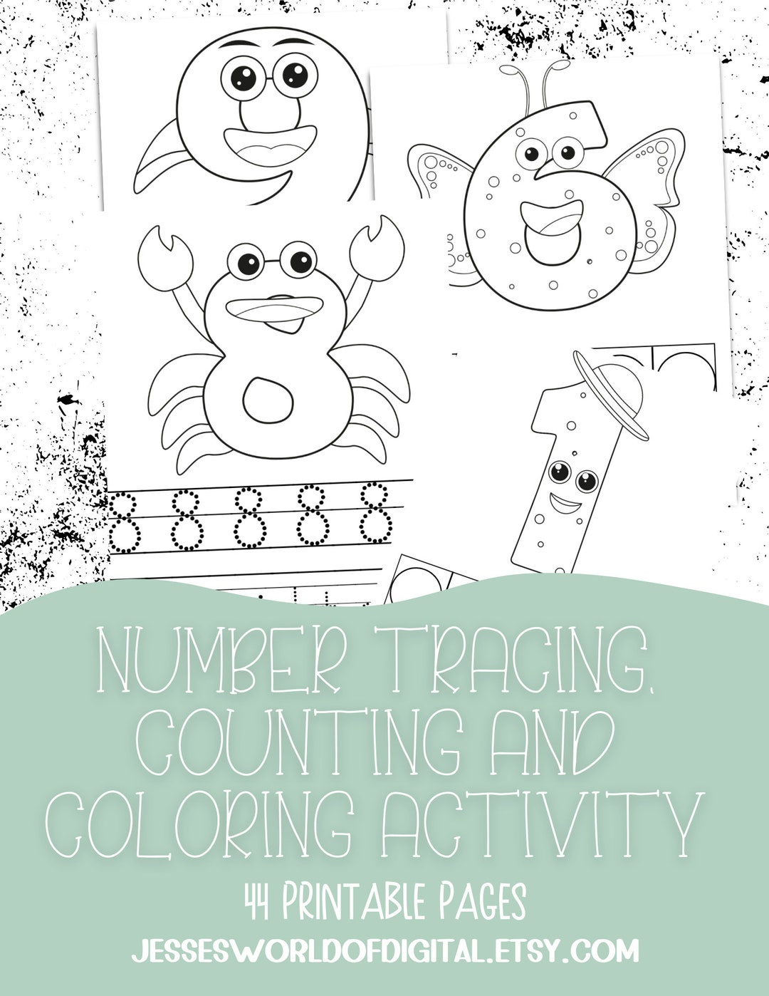 Number Color and Trace, Count Worksheet, Color Number Worksheet, Number ...