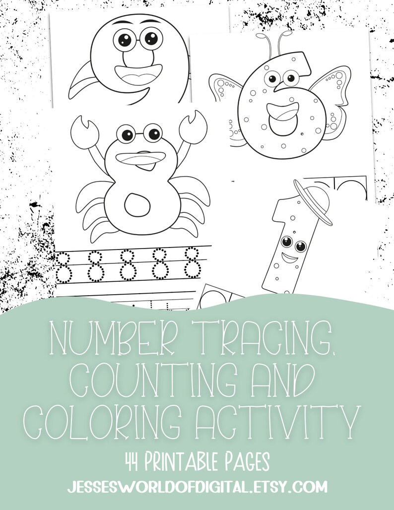 Number Color and Trace, Count Worksheet, Color Number Worksheet, Number ...