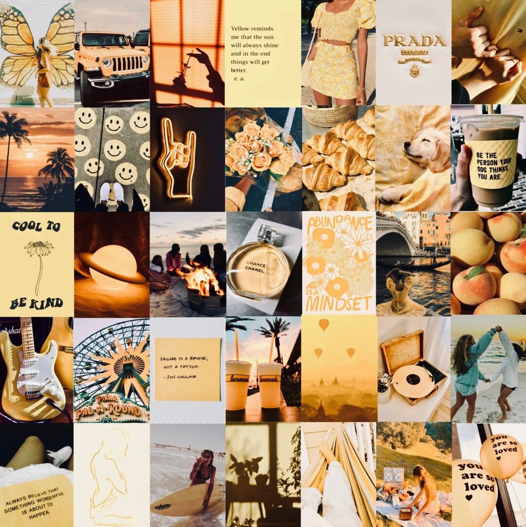 Happy Yellow Collage Kit ~ Positivity, Wall Collage, Dorm Decor ...