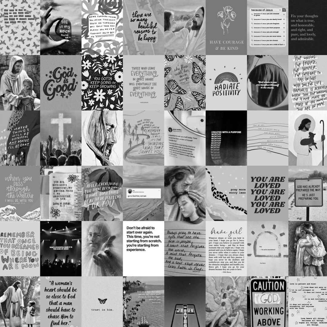 GIRLS CHRISTIAN COLLAGE 50 Images Black and White, Wall Collage ...