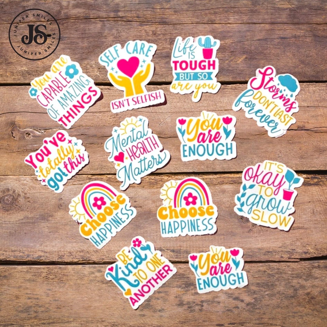 12 X Mental Health Quote Stickers Inspiration Stickers Motivation ...
