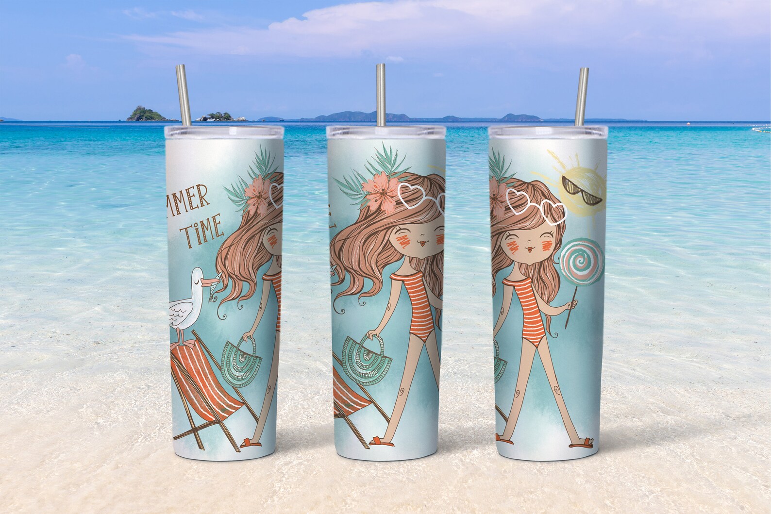 Beach Girls Tumbler Sublimation Design 20 Oz Skinny Tumbler Etsy