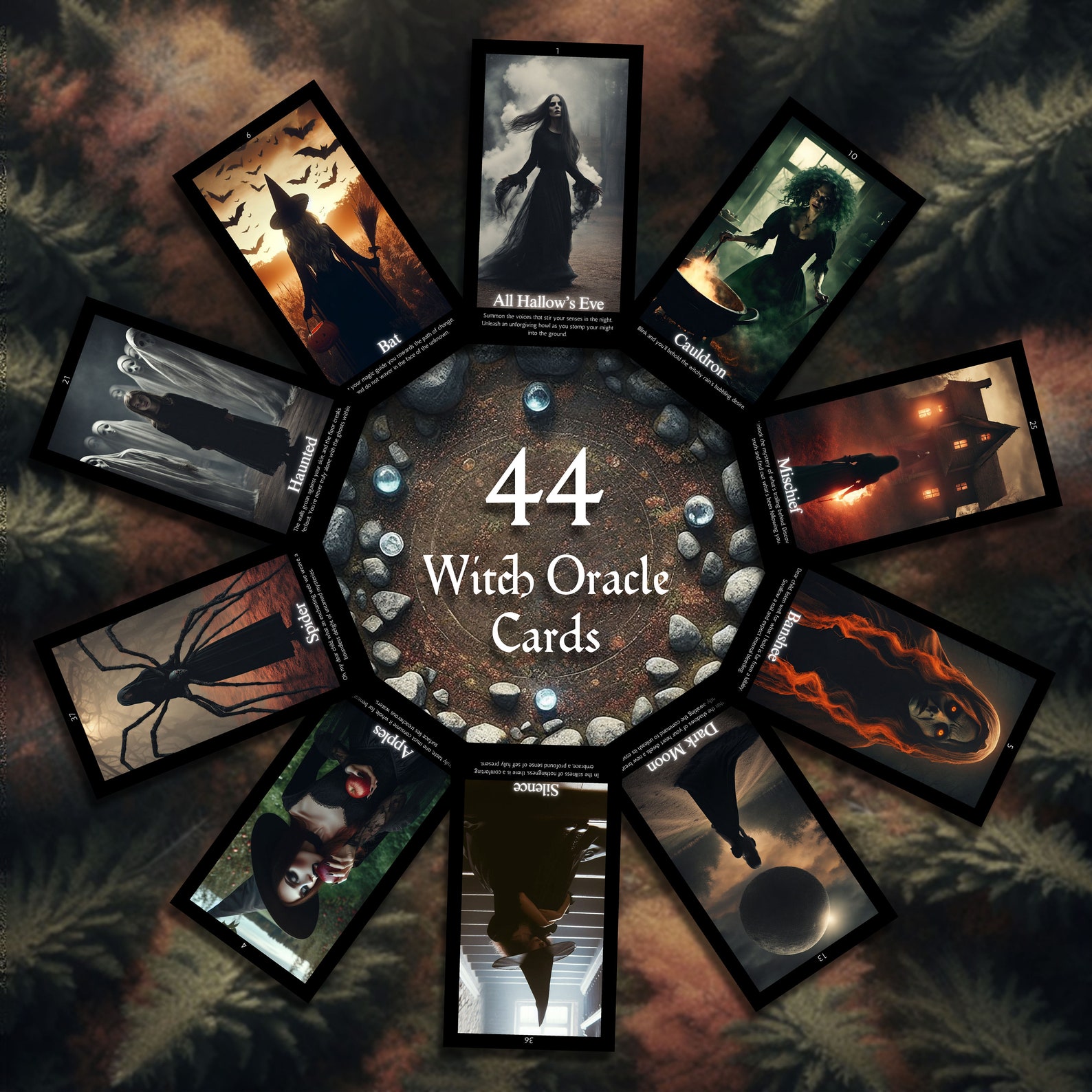 Witch Oracle Deck Printable 44 Dark Cards - Etsy