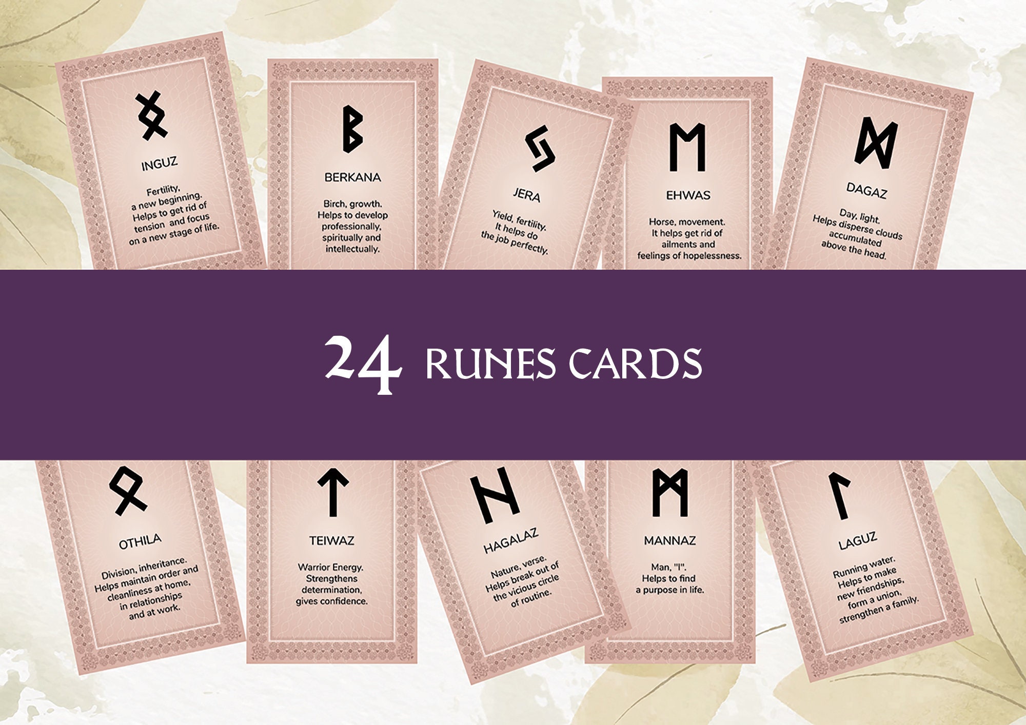 24 Runes Printable Cards - Etsy