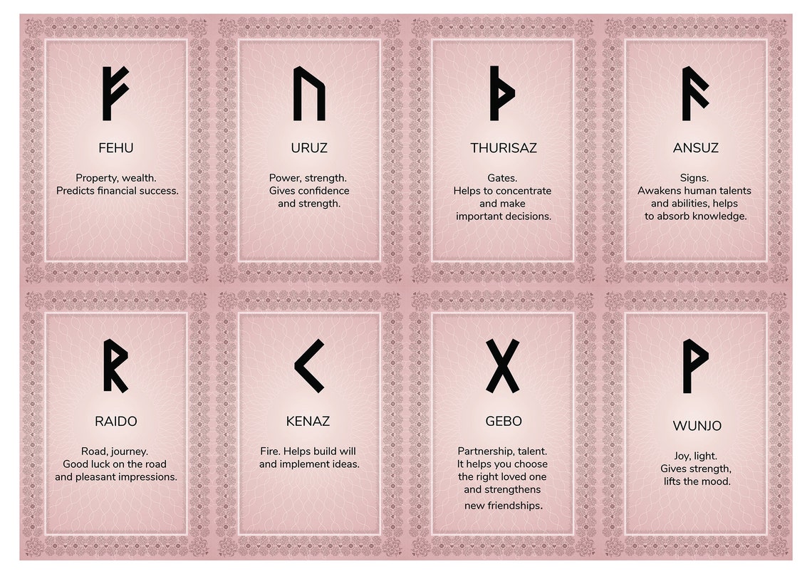 24 Runes Printable Cards - Etsy