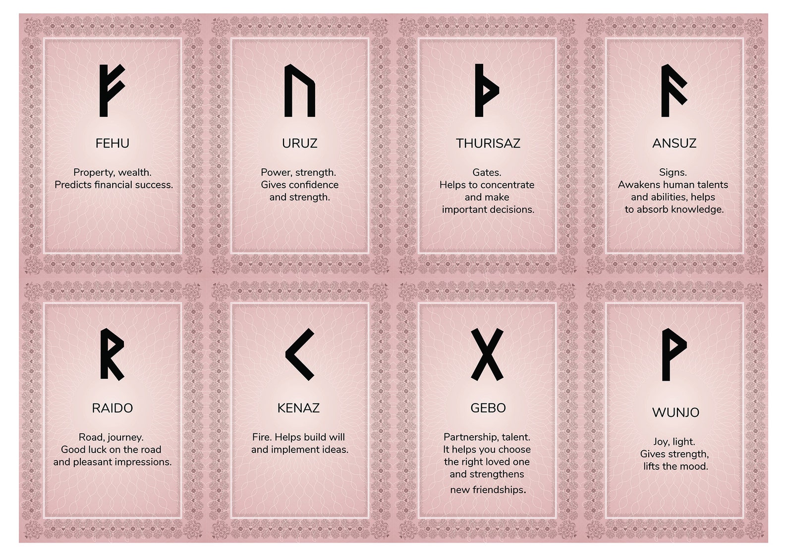 24 Runes Printable Cards - Etsy