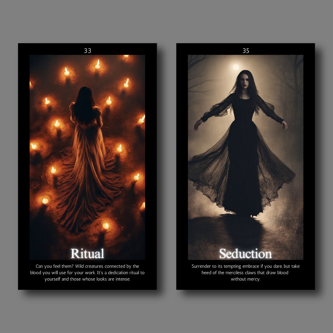 Witch Oracle Cards Deck: 44 Dark Mystical Cards (printable) - Etsy